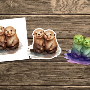 Cute Otter Sticker, Adorable Animal Decal, Water-resistant, Laptop and ...