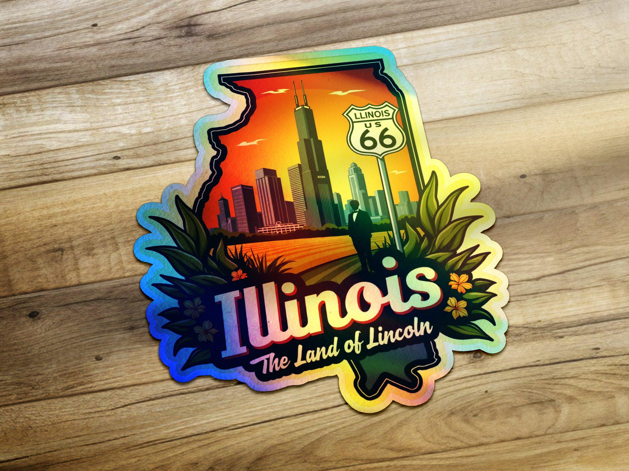 Illinois Route 66 Stickers, the Land of Lincoln Decal, Illinois State ...
