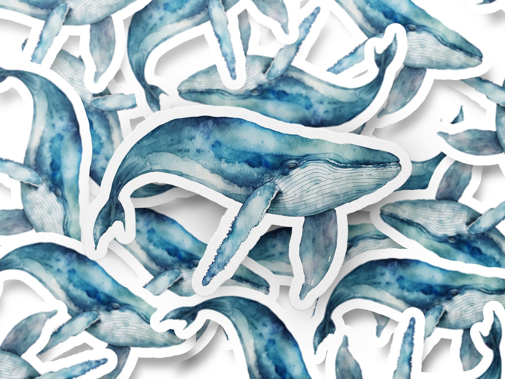 Blue Whale Sticker Vinyl Decal Sea Animal Sticker Premium - Etsy