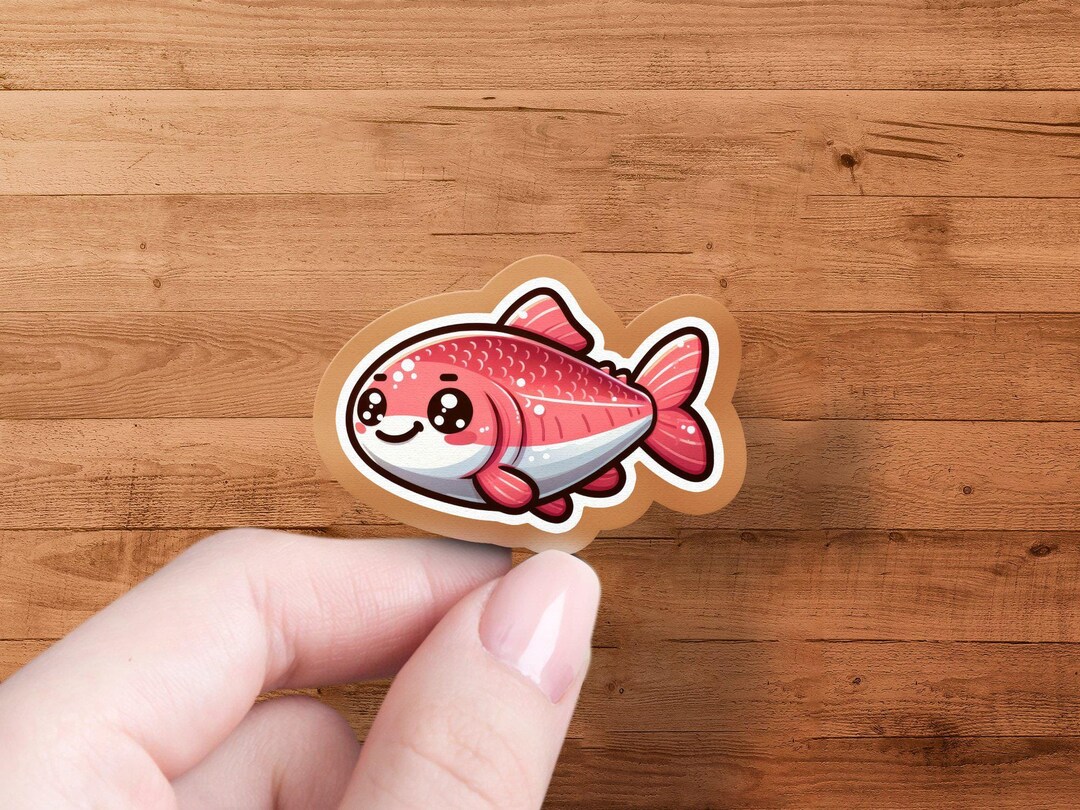 Cute Kawaii Salmon Fish Sticker, Adorable Fish Vinyl Decal, Fun Sea ...