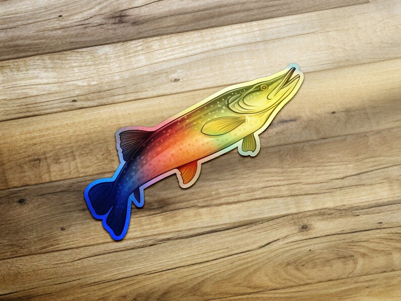 Northern Pike Sticker, Animal Decal, Laptop, Car Window Decal, Water ...