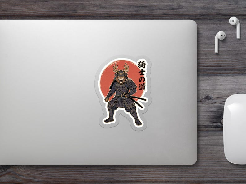Lion Samurai Sticker, Bushido Sticker, Lion Warrior Sticker, Unique ...