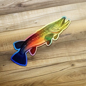 Northern Pike Sticker, Animal Decal, Laptop, Car Window Decal, Water ...