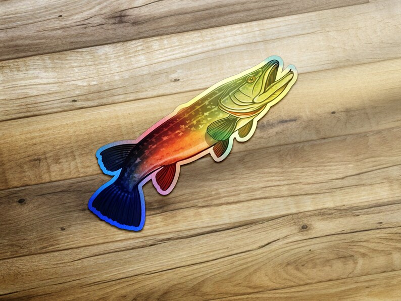 Northern Pike Sticker, Animal Decal, Laptop, Car Window Decal, Water ...