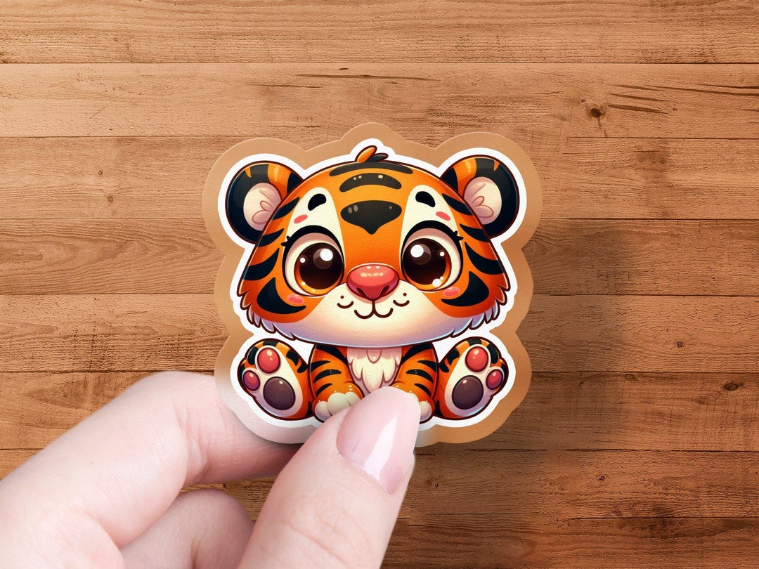 Cute Kawaii Tiger Sticker, Adorable Cartoon Tiger Decal, Fun Animal ...