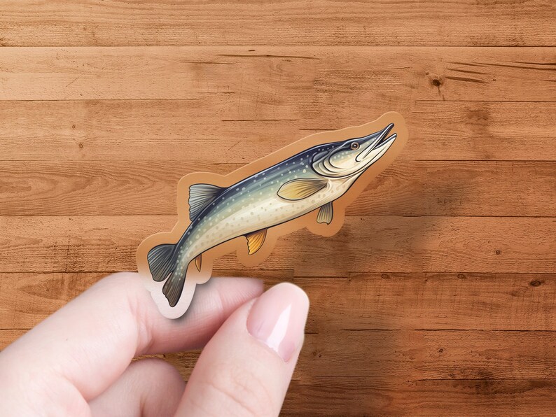 Northern Pike Sticker, Animal Decal, Laptop, Car Window Decal, Water ...