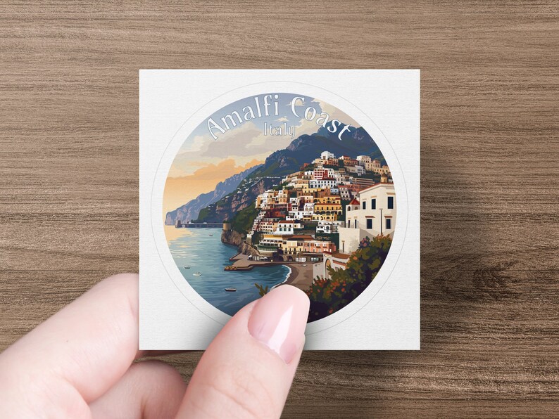 Amalfi Coast Italy Vintage Travel Sticker, Italian Riviera Laptop Decal ...