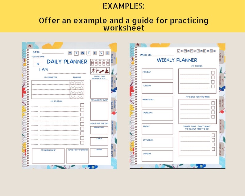 ADHD Self-care Digital Planner Printable Note-taking Anxiety Management ...