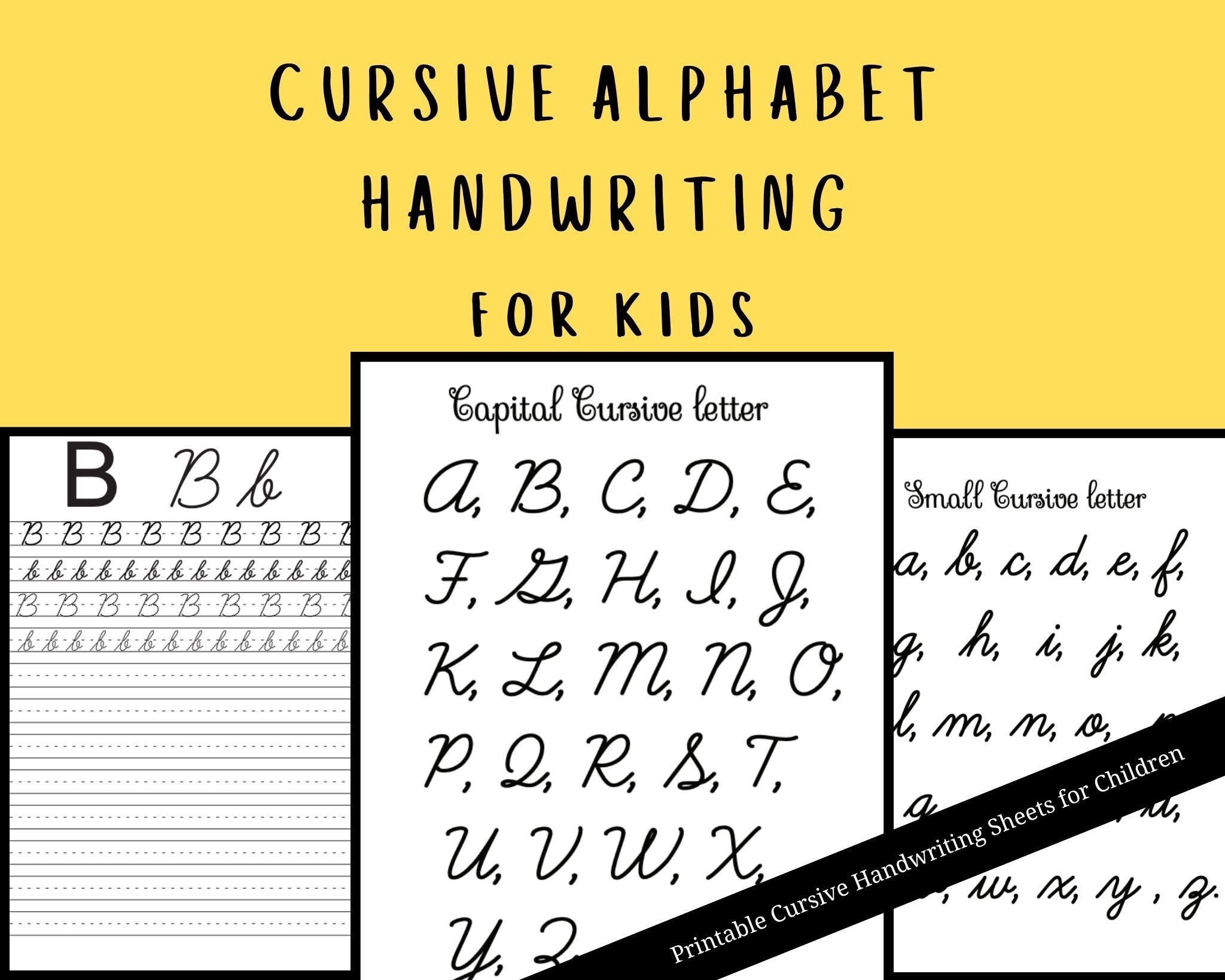 Printable Cursive Alphabet Letter Tracing Pages for Kids Handwriting ...