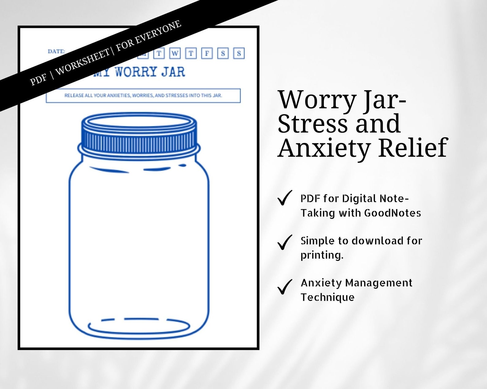 Worry Jar| Stress and Anxiety Relief| Depression Activity|printable ...