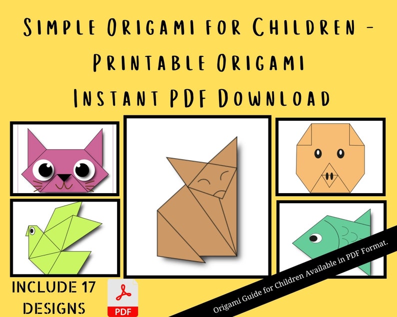 Simple Origami for Children| Printable Origami| for Kids Instant PDF ...