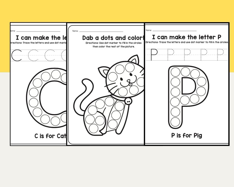 Animal Dot Marker Worksheet| A-Z | Trace Letters| With Animal Example ...