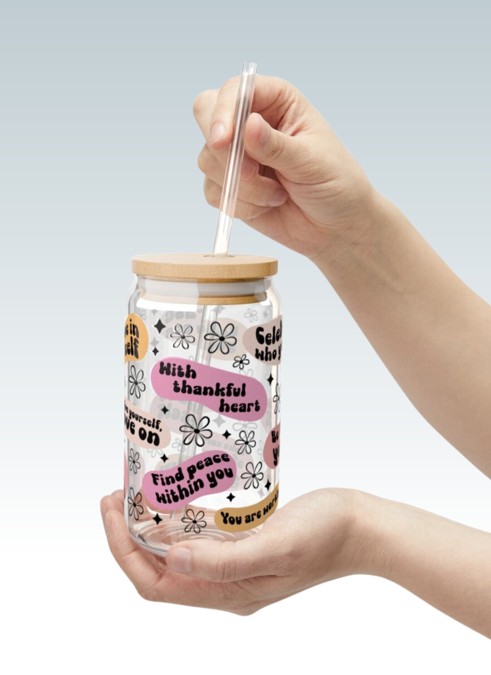 Mental Health Inspirational Glass| Motivational Iced Coffee Glass ...