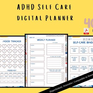 ADHD Self-care Digital Planner| Printable| Note-taking| Anxiety ...