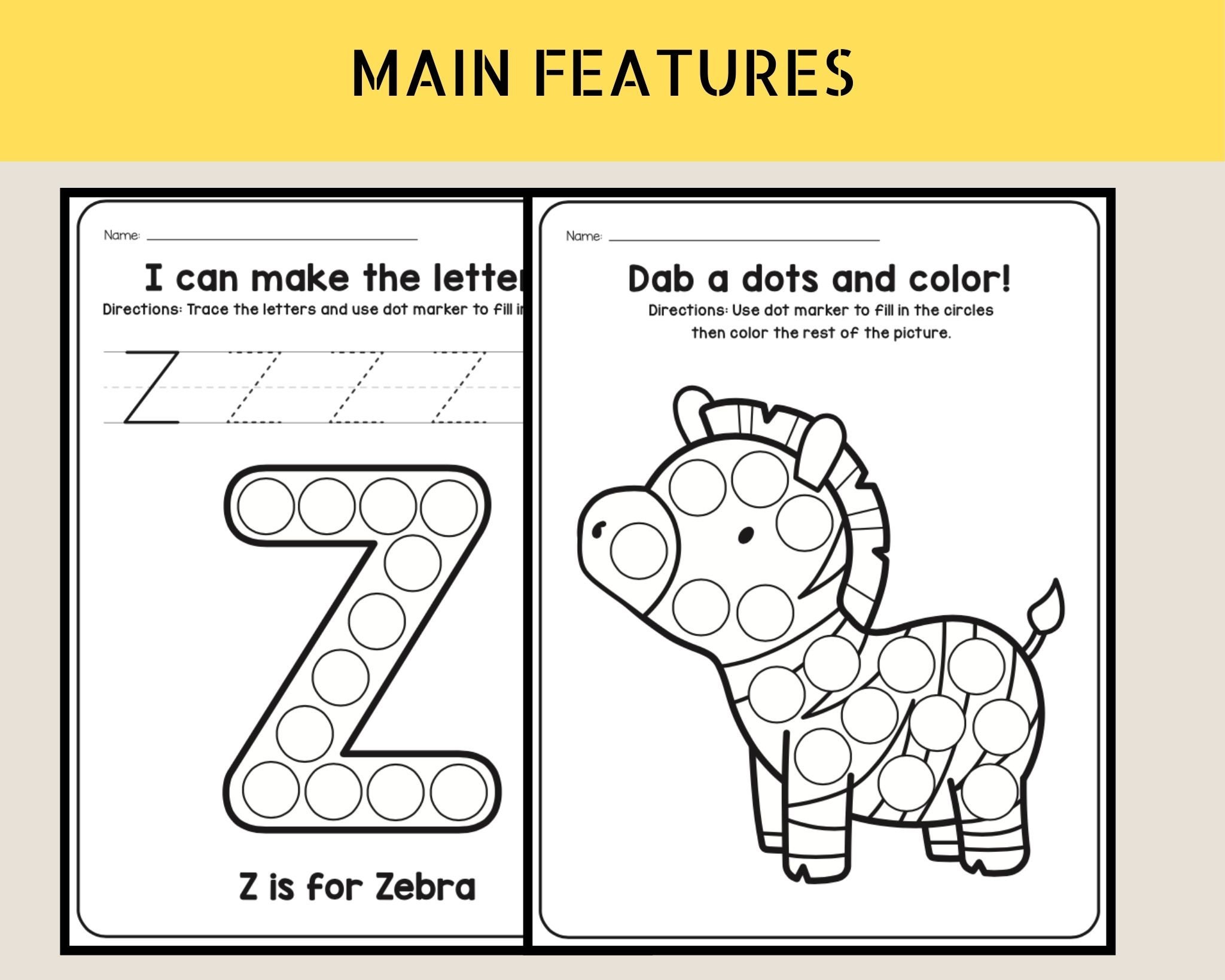 Animal Dot Marker Worksheet A-Z Trace Letters With Animal Example Solo ...