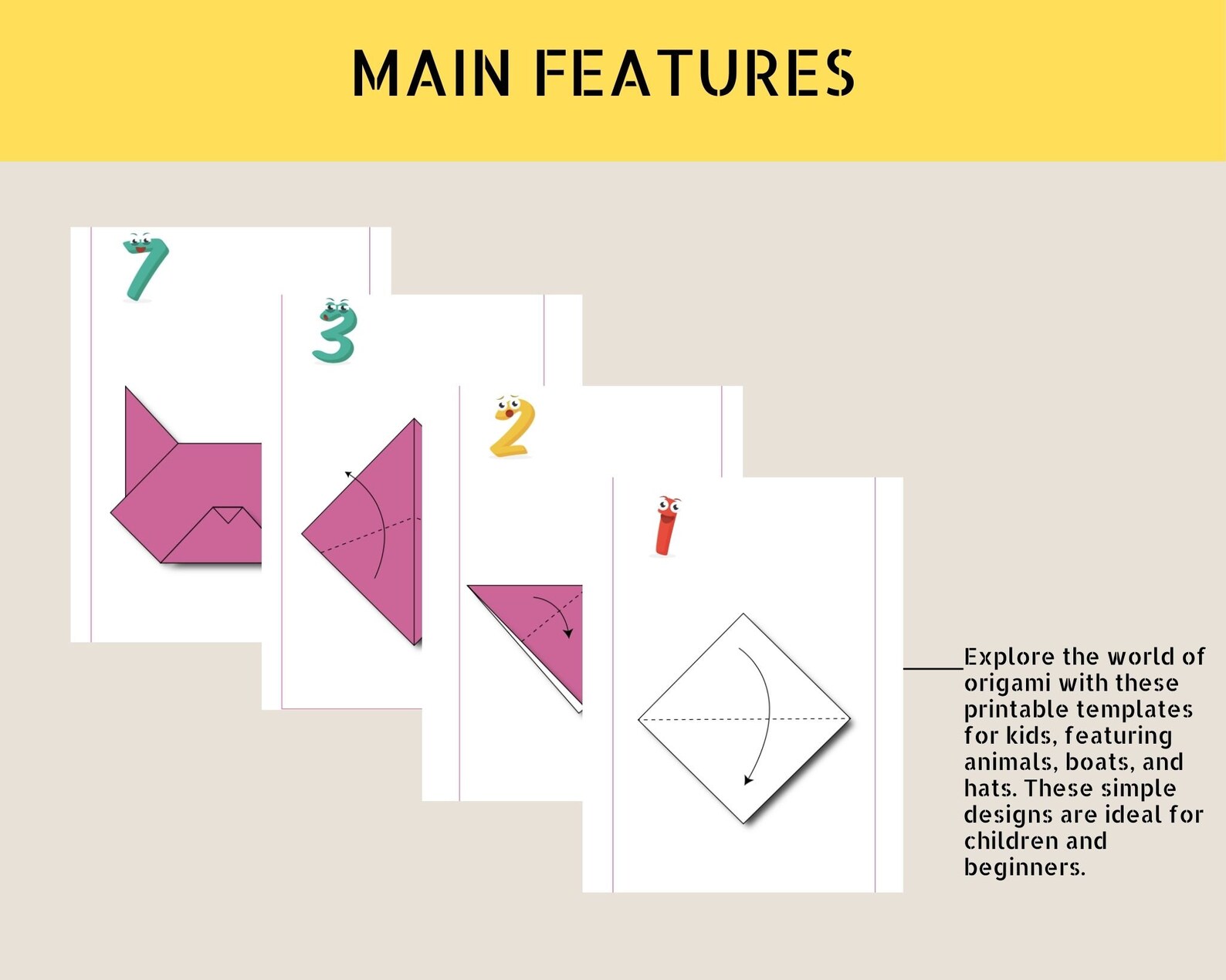 Simple Origami for Children| Printable Origami| for Kids Instant PDF ...