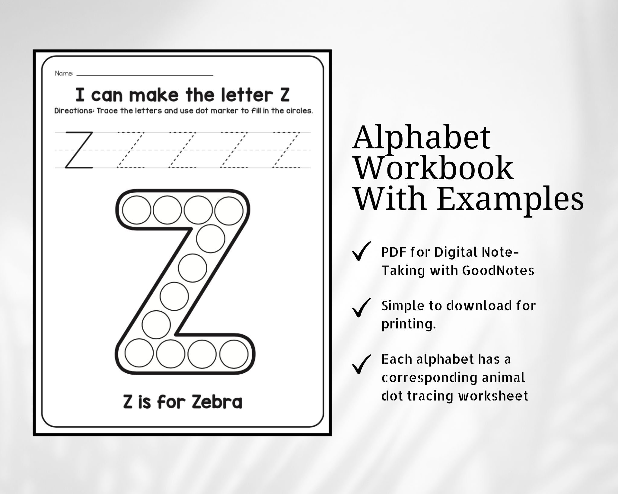 Animal Dot Marker Worksheet A-Z Trace Letters With Animal Example Solo ...
