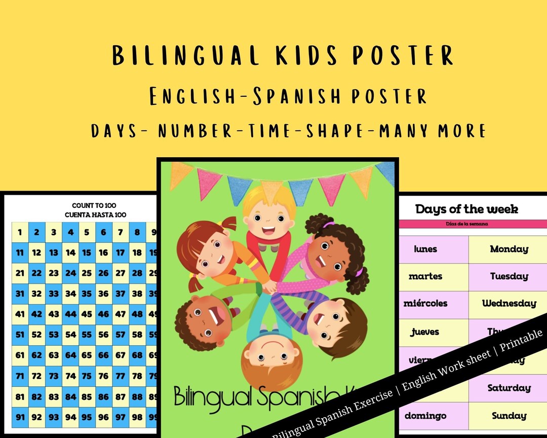 Bilingual English- Spanish Kids Poster| Alphabets| Numbers| Solar ...