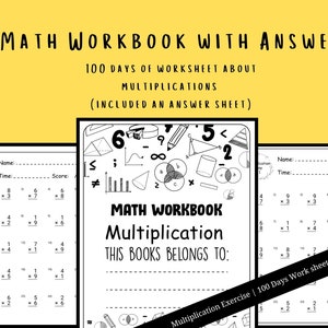 Math Multiplication Workbook With Answers | Printable| PDF| for Kids ...