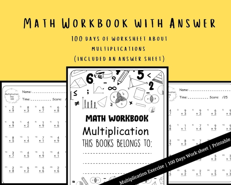 Math Multiplication Workbook With Answers | Printable| PDF| for Kids ...