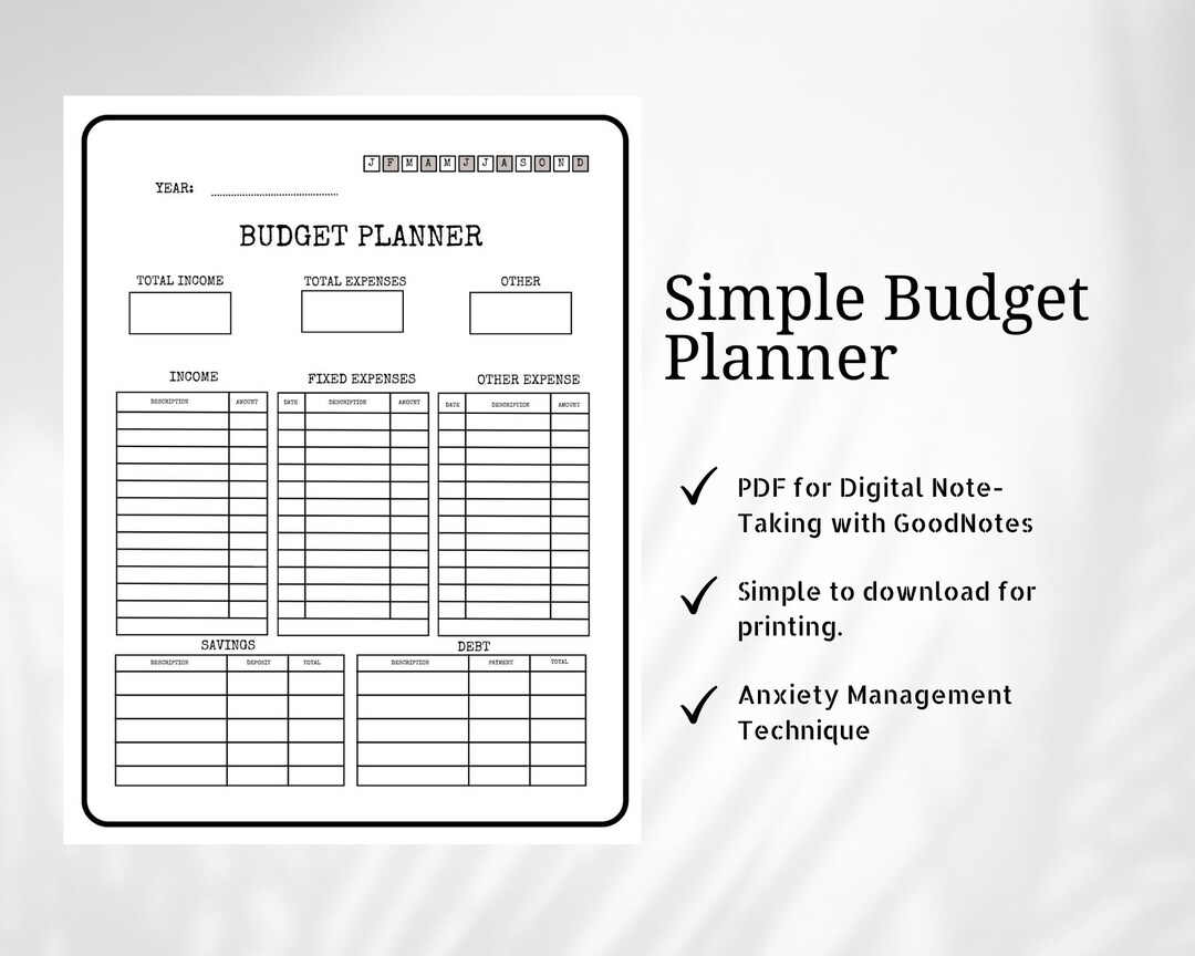 Minimal Budget & Expense Tracker | Savings Planner | Printable PDF - Etsy
