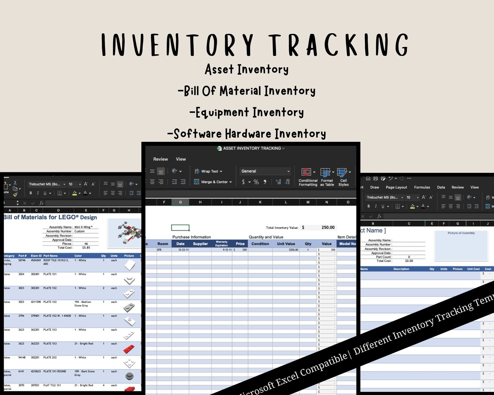 Inventory Tracker Template | Asset Inventory | Bill of Material Inventory | Equipment Inventory ...