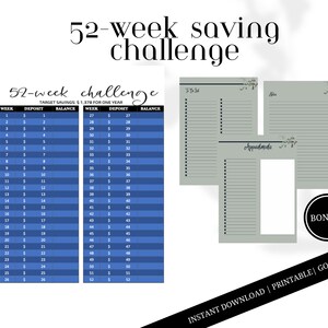 52-week Saving Challenge| Target Saving Challenge| Money Saving Chart ...