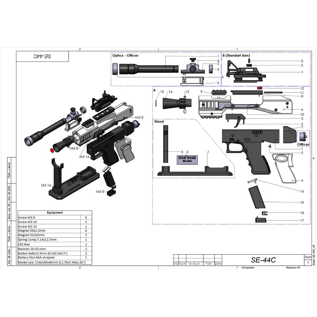 SE-44C Blaster Printable 3d Model STL CAD Bundle - Etsy