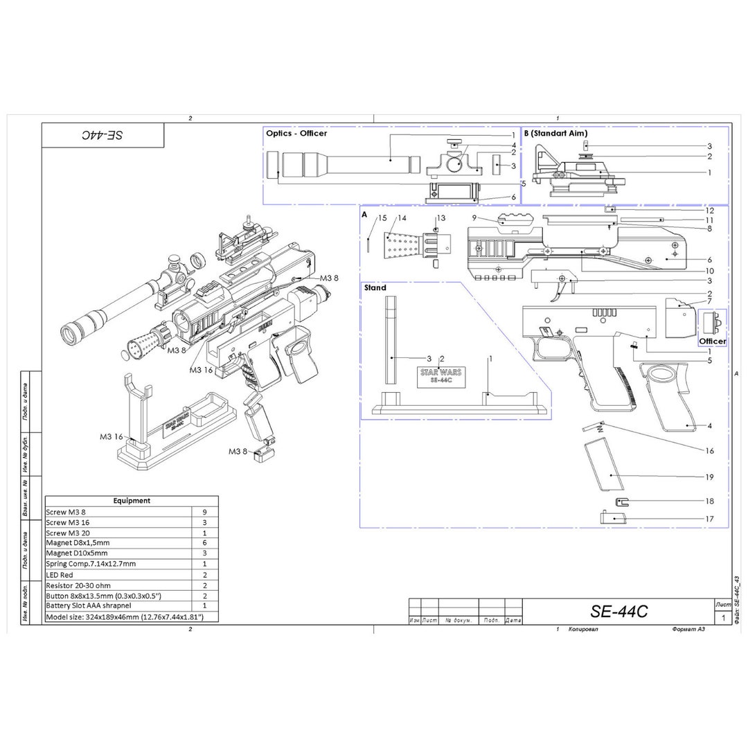 SE-44C Blaster Printable 3d Model STL CAD Bundle - Etsy