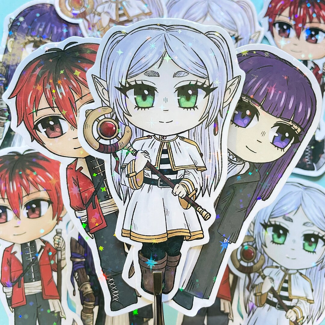 Frieren Holographic Chibi Stickers Waterproof Vinyl - Etsy
