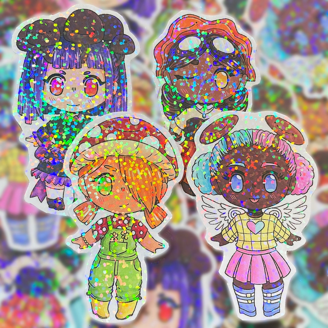 Mushroom Girls Chibi Holographic Stickers - Etsy