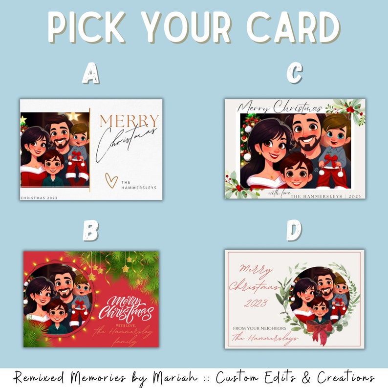 Cartoon Christmas Card Custom Cartoon Family Cartoon Family Christmas ...