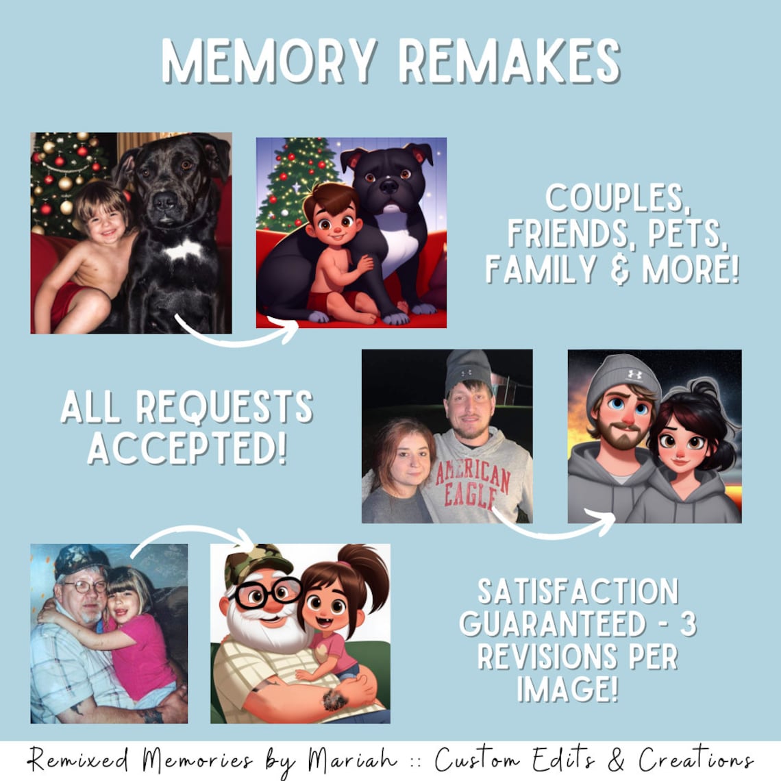 Cartoon Remakes Cartoon Portrait Family Photo - Etsy