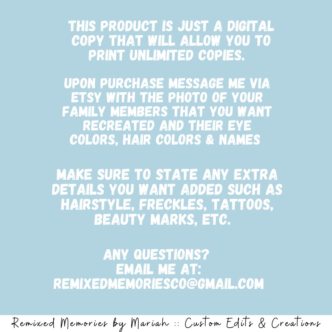 Cartoon Remakes Cartoon Portrait Family Photo - Etsy