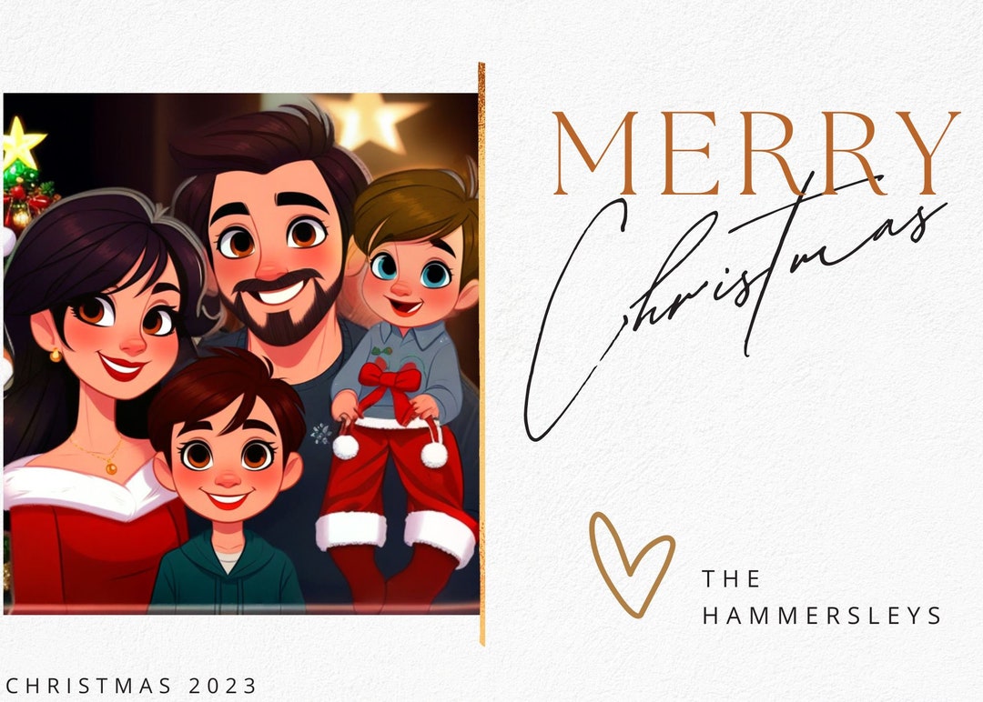 Cartoon Christmas Card Custom Cartoon Family Cartoon Family Christmas ...