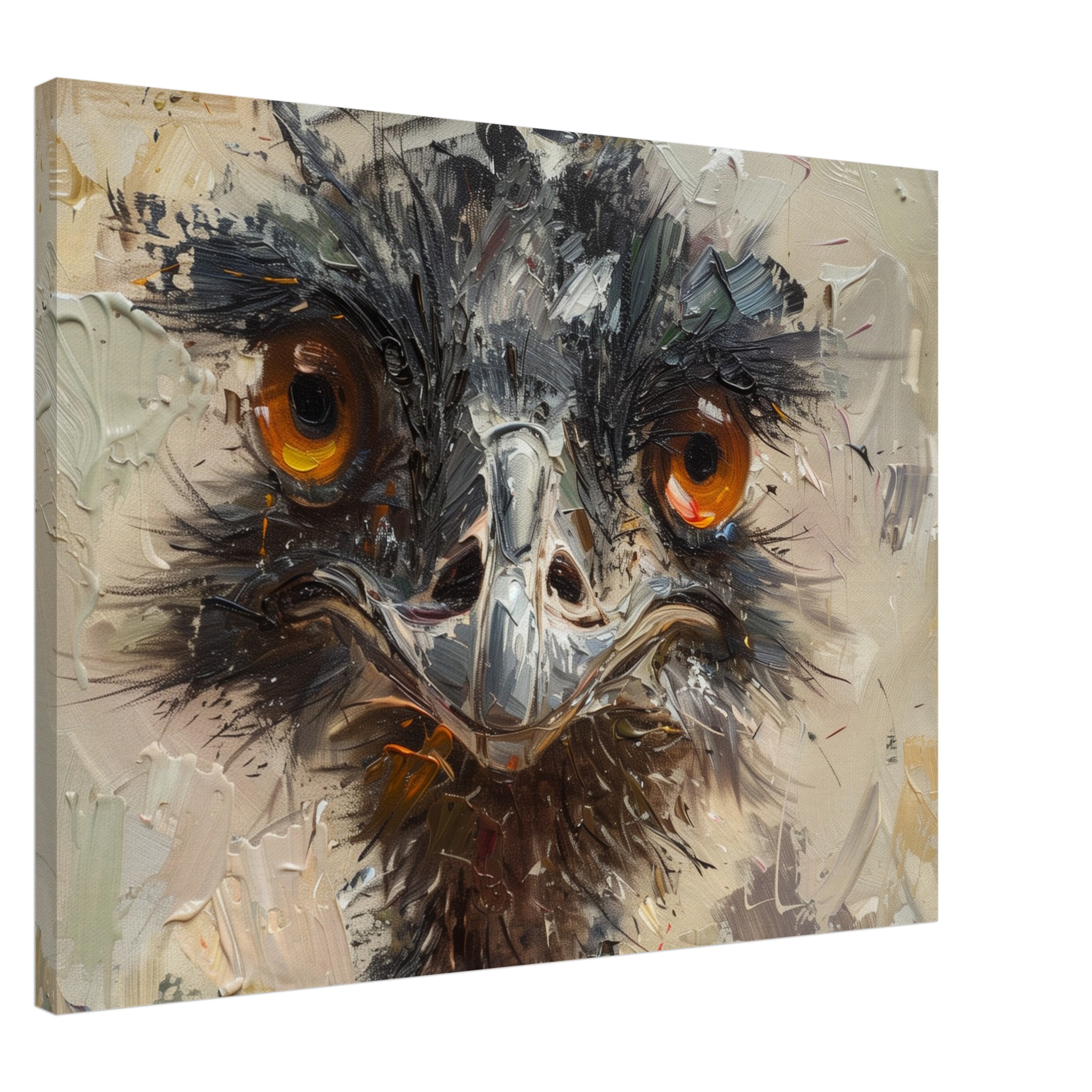 Moody Emu Painting, Emu Art Print Framed, Moody Ostrich Artwork Print ...