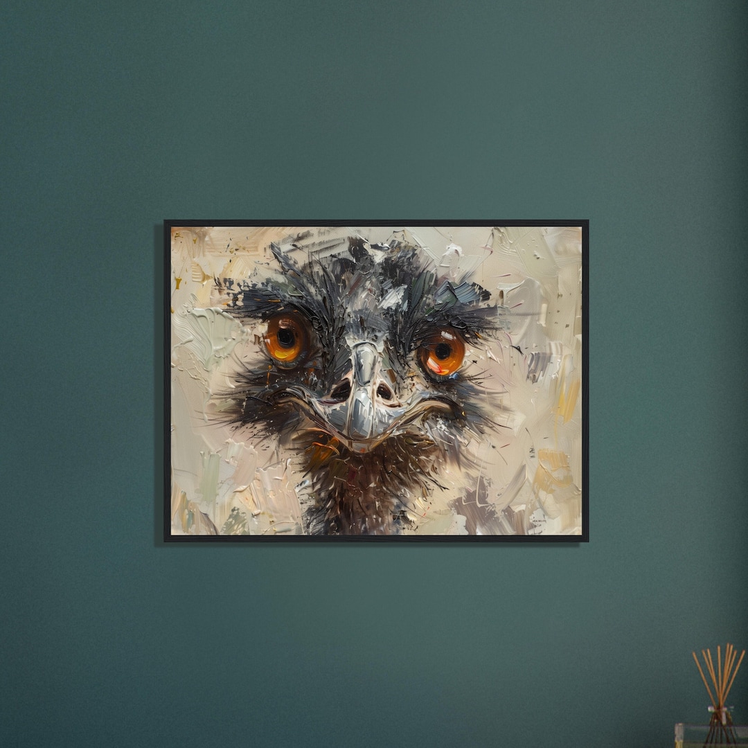 Moody Emu Painting, Emu Art Print Framed, Moody Ostrich Artwork Print ...