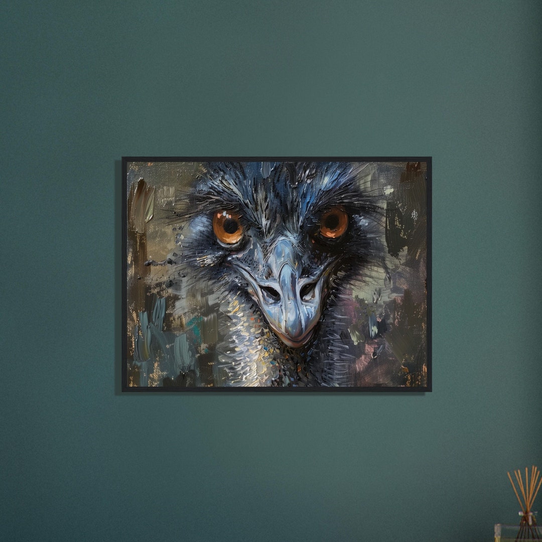 Moody Emu Painting, Emu Art Print Framed, Moody Ostrich Artwork Print ...