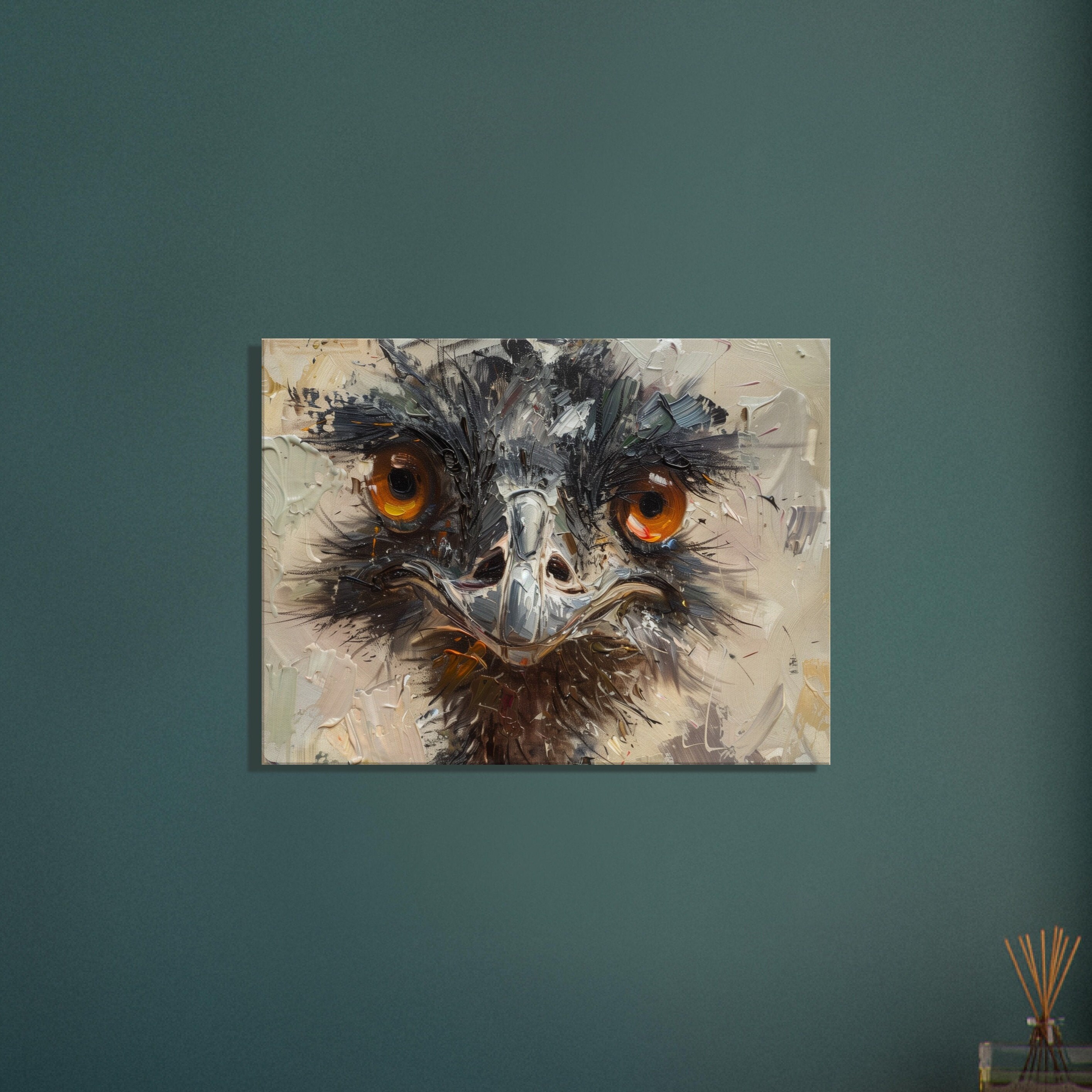 Moody Emu Painting, Emu Art Print Framed, Moody Ostrich Artwork Print ...