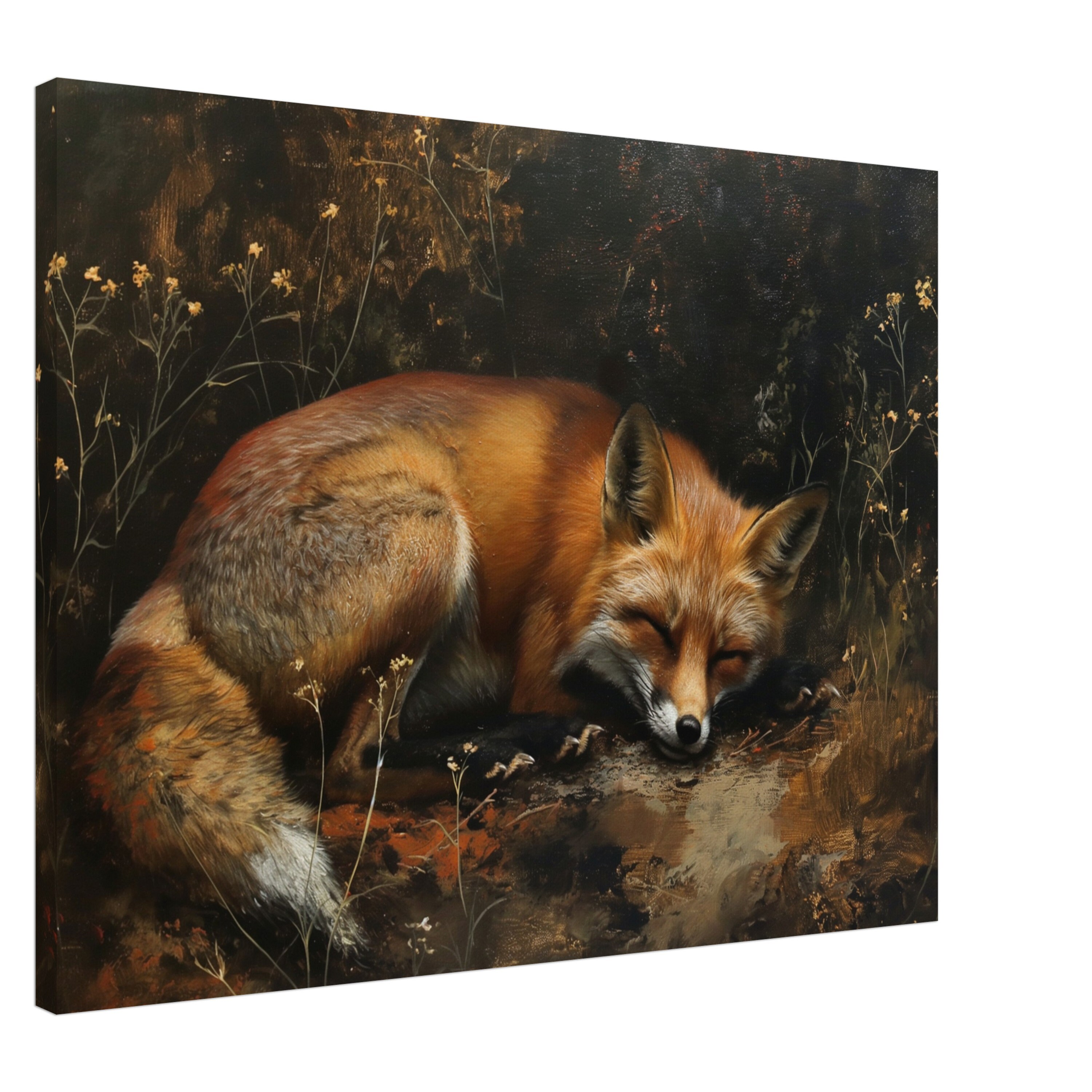 Red Fox Oil Painting (framed Print or Unframed Canvas), Moody Fox ...