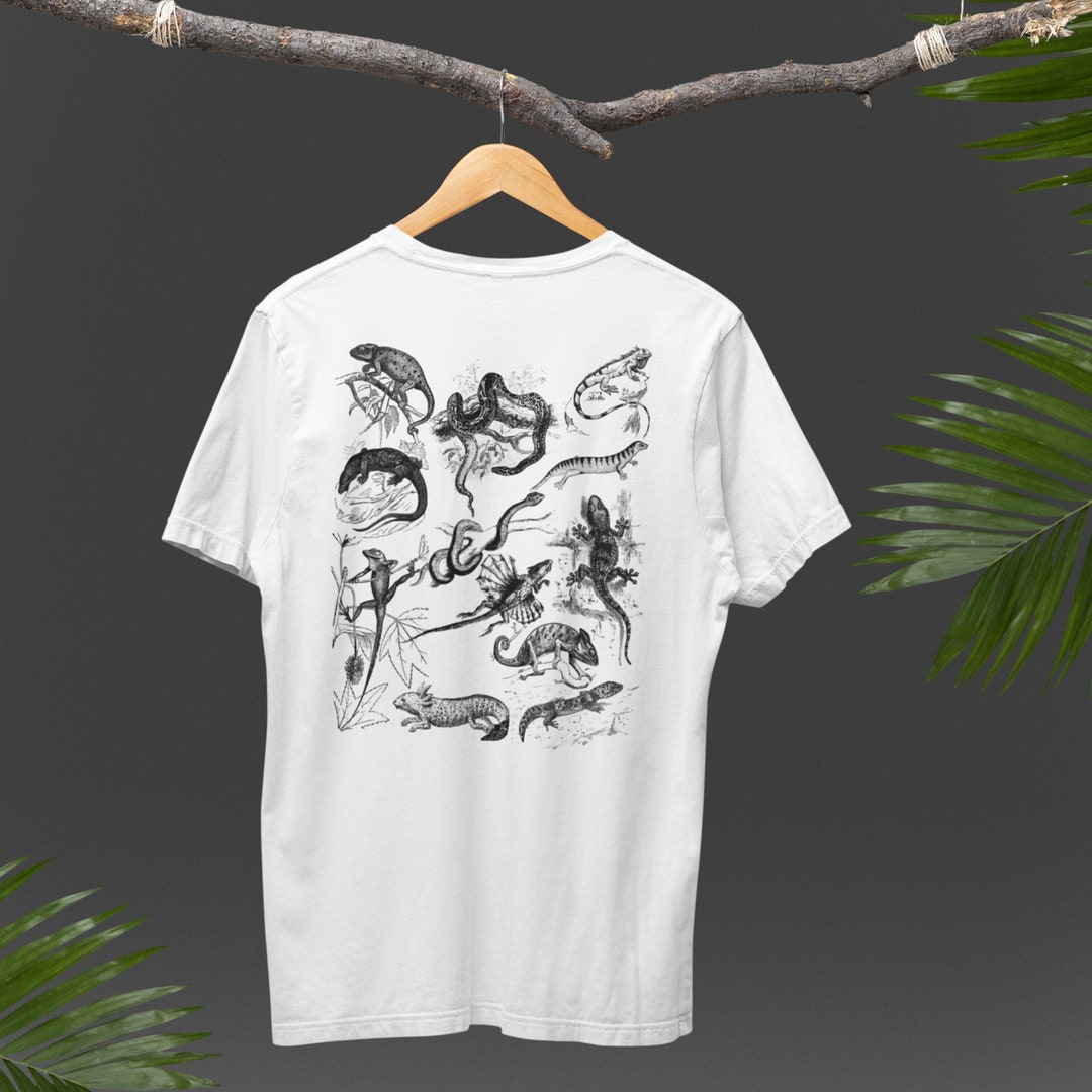 Cottagecore Herpetology Shirt, Vintage Reptile Sketch Collage Tshirt ...