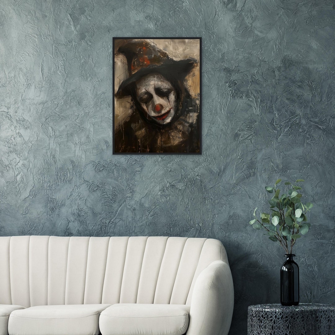 Moody Melancholy Clown Oil Painting (framed Print or Unframed Canvas ...