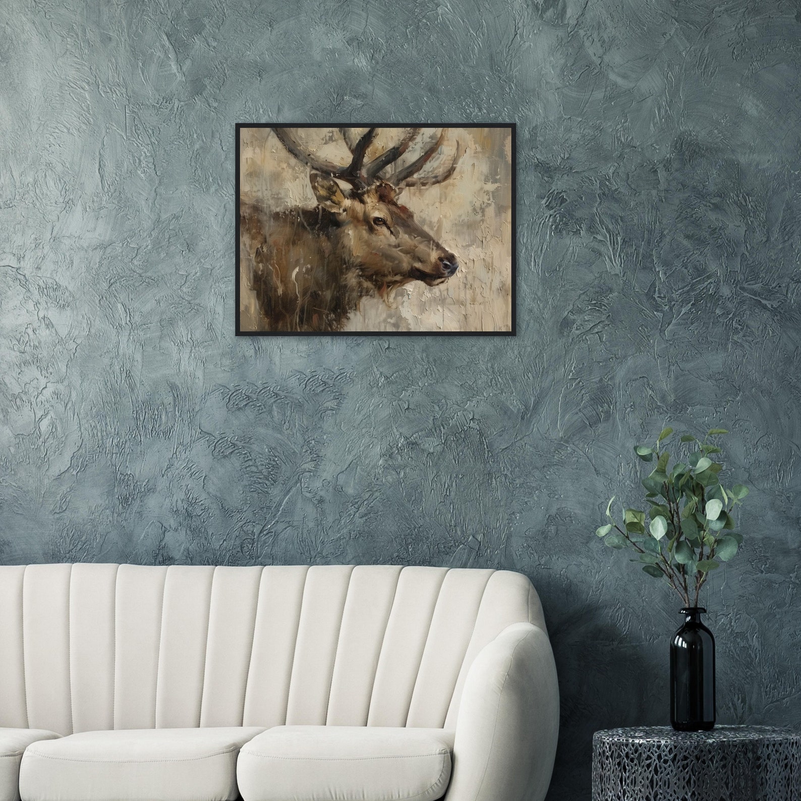 Moody Elk Oil Painting (framed Print or Unframed Canvas), Elk Wall Art ...