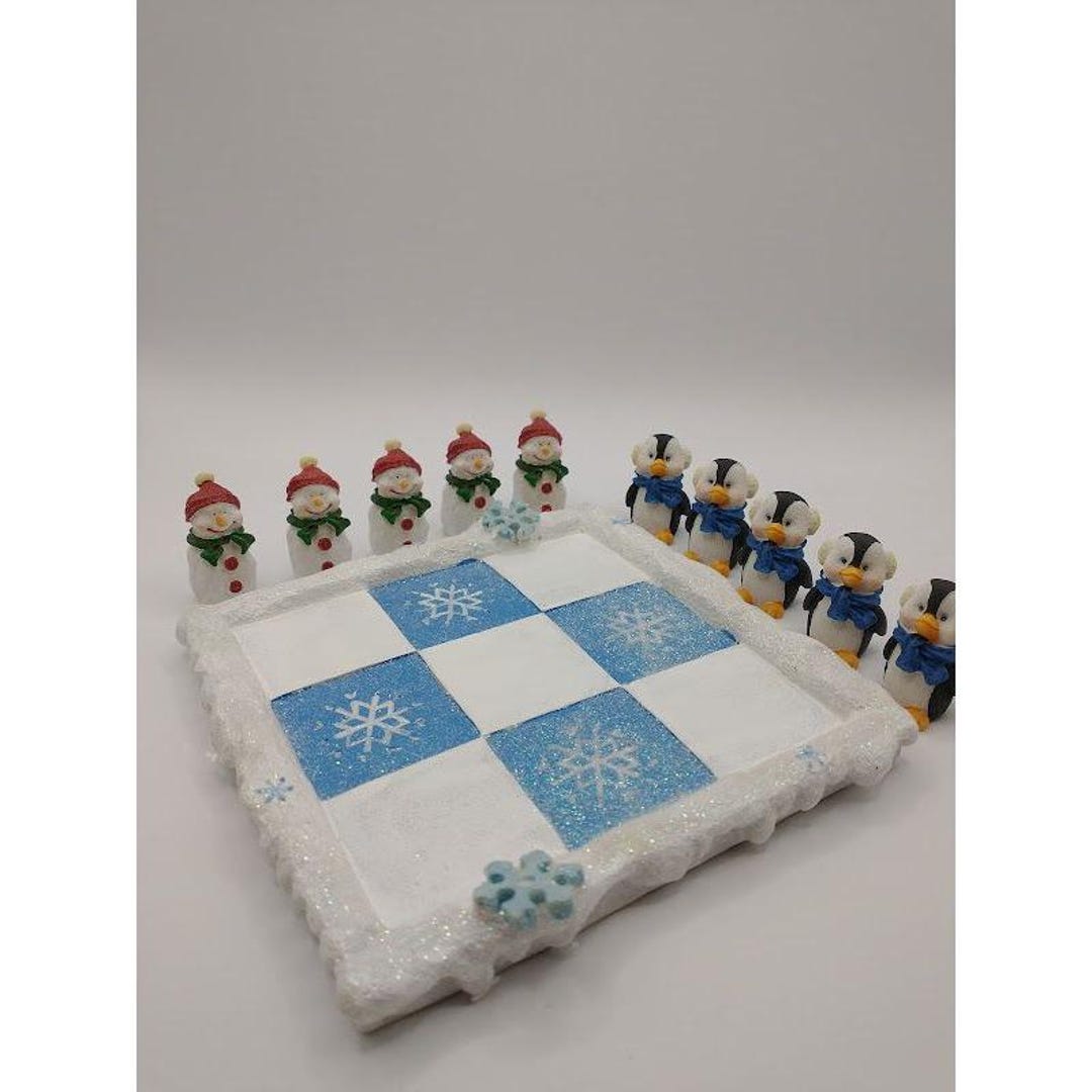 Snowman & Penguin Tic Tac Toe Set Winter-themed Fun Game Frosty ...