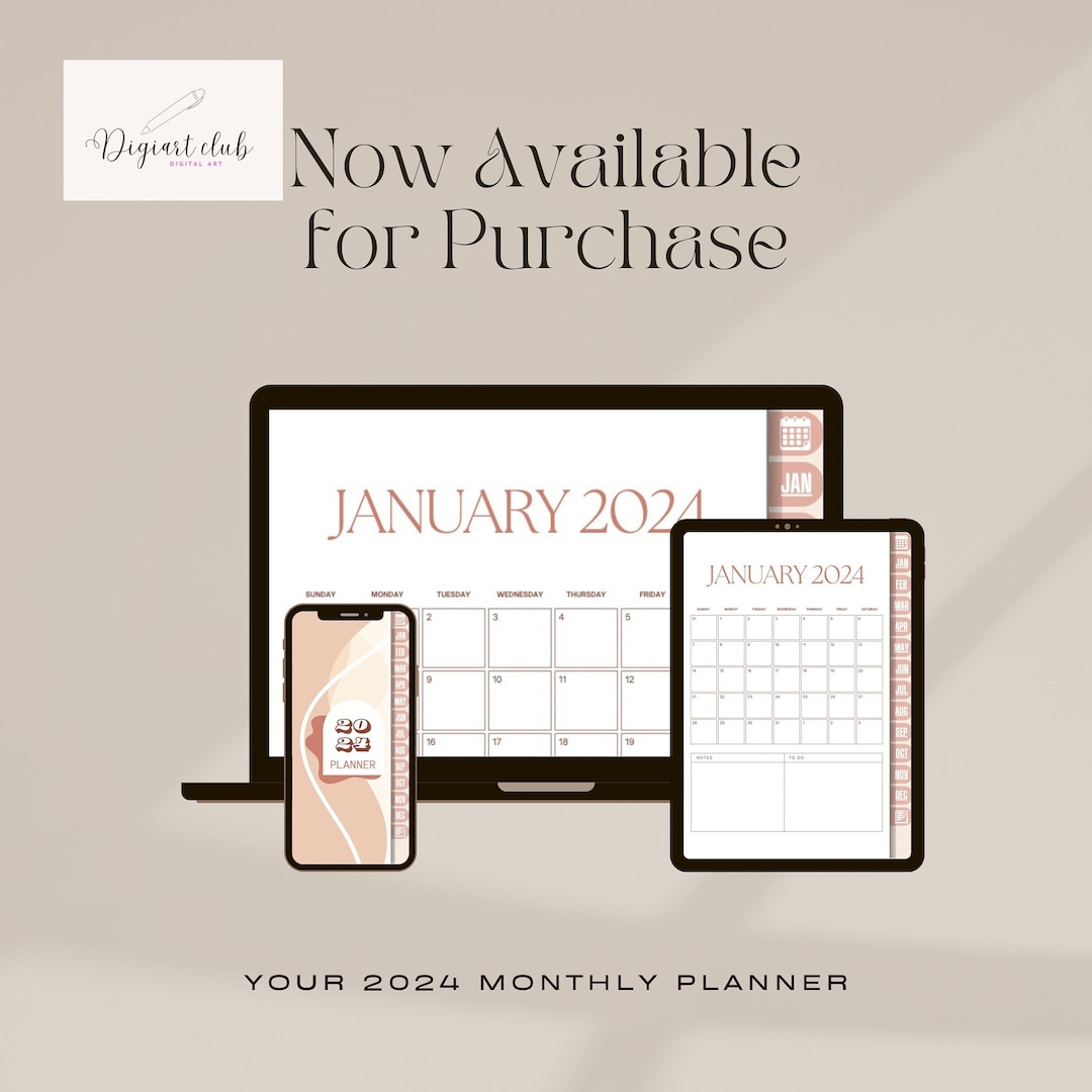 2.0 2024 DIGITAL MOTHLY PLANNER, Printable Instant Download Goal ...