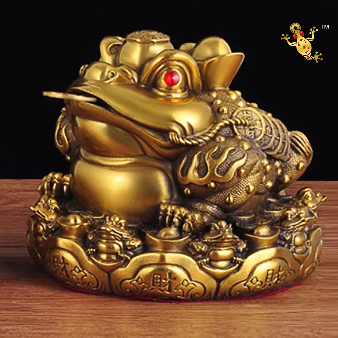 LARGE Bronze Money Frog Statue, 3 Kg Brass, Attract Abundance, Wealth ...