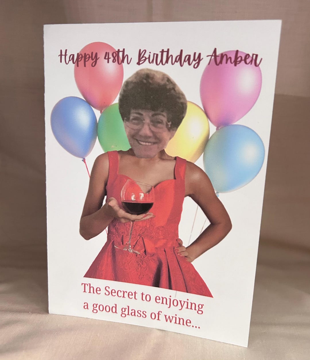 Personal Photo Birthday Card. Customize Handmade Funny Wine Drinking ...