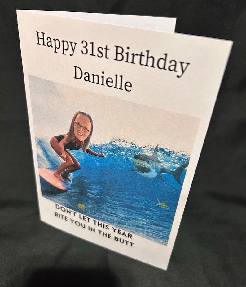 Personal Surfing Photo Birthday Card. Custom Handmade Funny Surfing ...