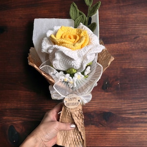 Crochet Flower Bouquet Handmade Crochet Rose Flower Crochet Gift Rose ...