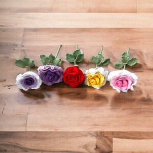 Crochet Flower Bouquet Handmade Crochet Rose Flower Crochet Gift Rose ...